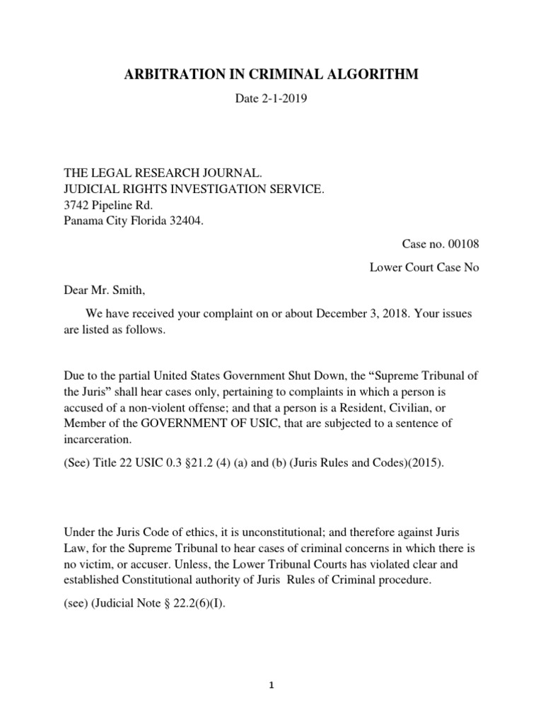 Arbitration in Criminal Algorithm The Legal Research Journal Judicial ...