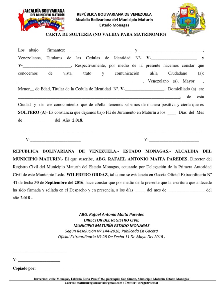 Carta de Solteria | PDF | Gobierno