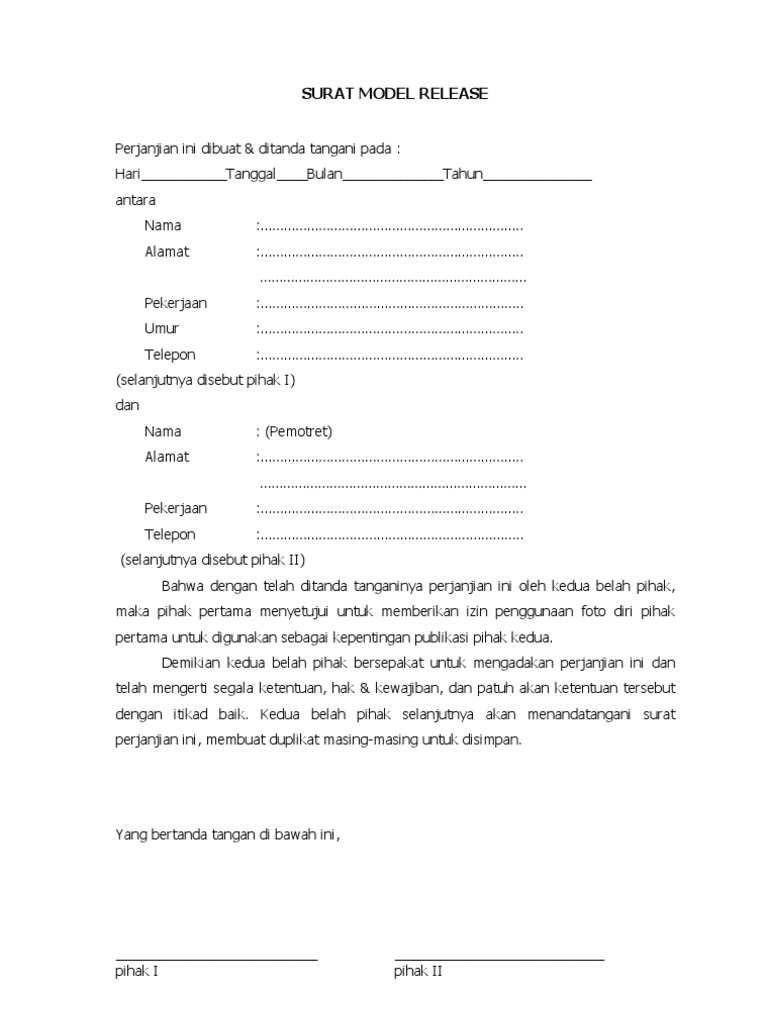 Surat Model Release | PDF