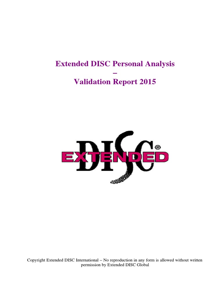 Extended DISC Personal Analysis - Validation Report 2015 | PDF ...