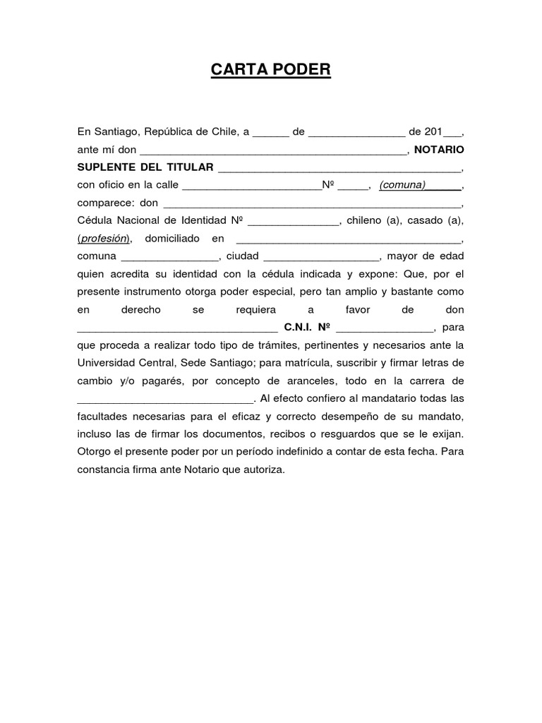 Carta Poder Notarial Tipo | PDF