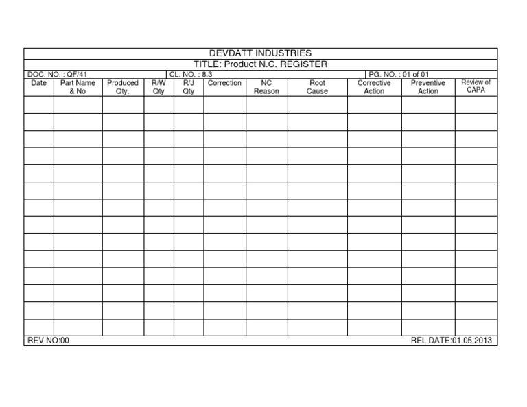 Product N C Register | PDF