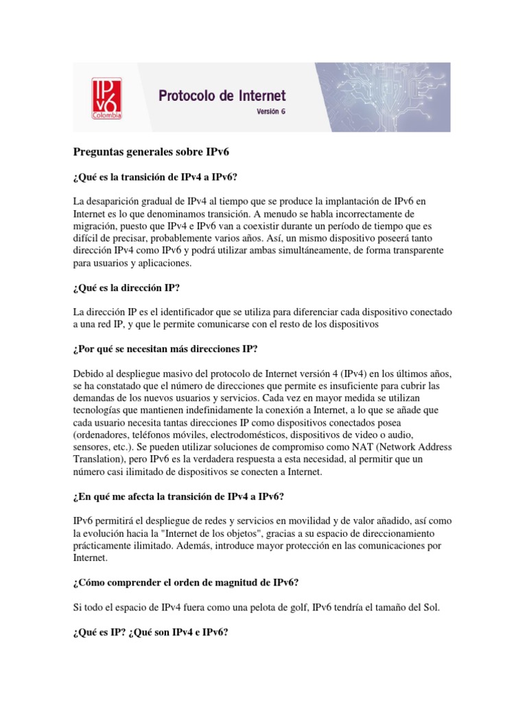 Preguntas Generales Sobre IPv6 | PDF | Yo Pv6 | Protocolos de internet
