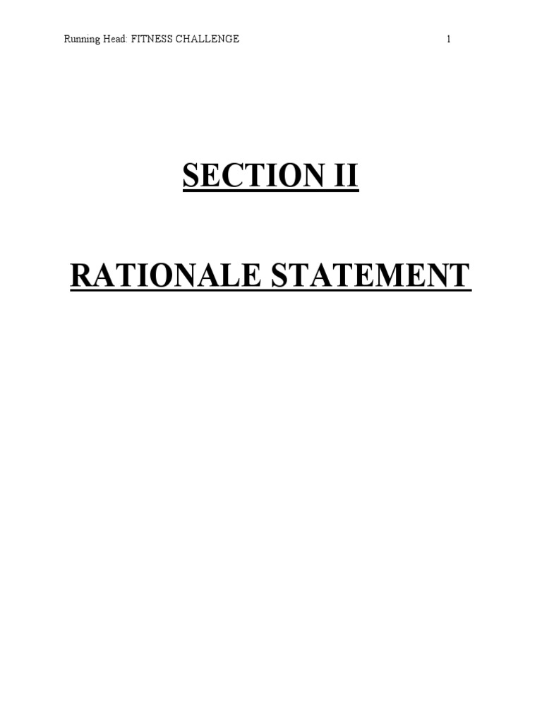 Section Ii Rationale Statement: Running Head: Fitness Challenge 1 | PDF ...