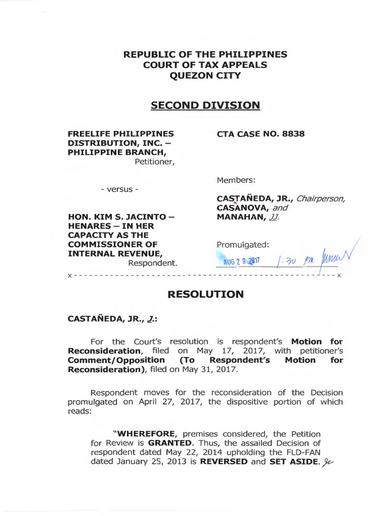 6.15 Freelife Philippines Vs Jacinto-Henares | PDF | Taxpayer ...