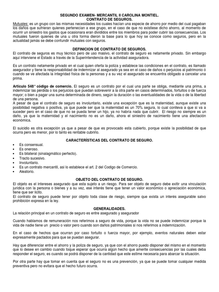 Segundo Examen-Mercantil II | PDF | Póliza de seguros | Seguro