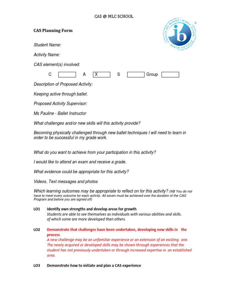 Cas Planning Form | PDF | Experience | Applied Psychology