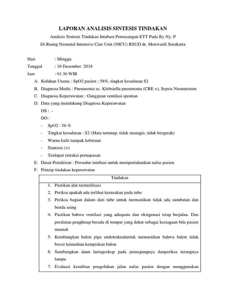 Tindakan Intubasi ETT pada Neonatus | PDF | Pengembangan Diri