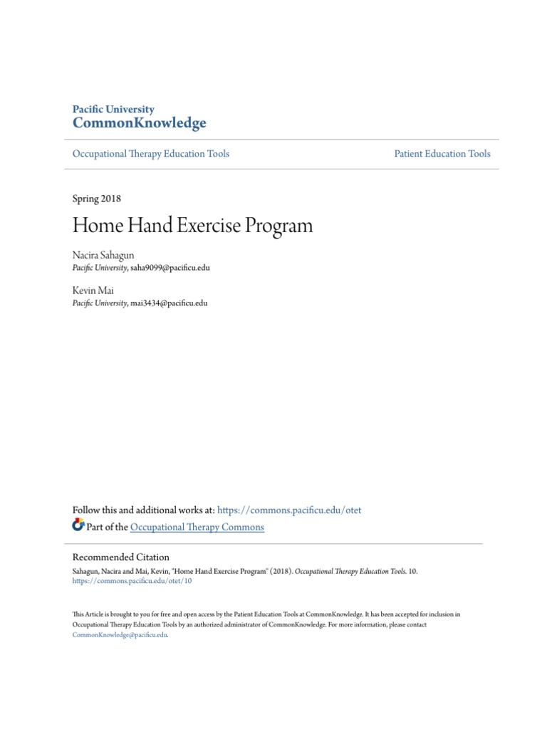 Home Hand Exercise Program PDF | PDF