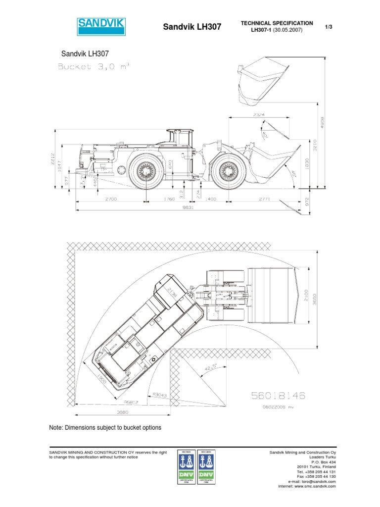 Technical Specification Sandvik LH307 | Transmission (Mechanics ...