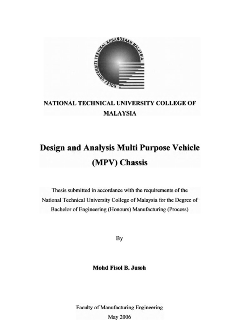 MPV Chassis Design & CAD Analysis | PDF | Suspension (Vehicle) | Chassis