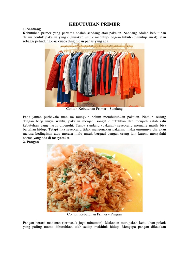 Contoh Kebutuhan Primer Manusia | PDF