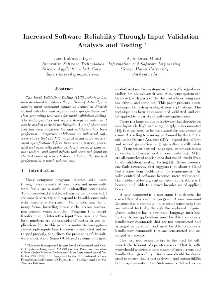 Input Validation Testing | PDF | Software Testing | Databases Input Validation Testing | PDF | Software Testing | Databases