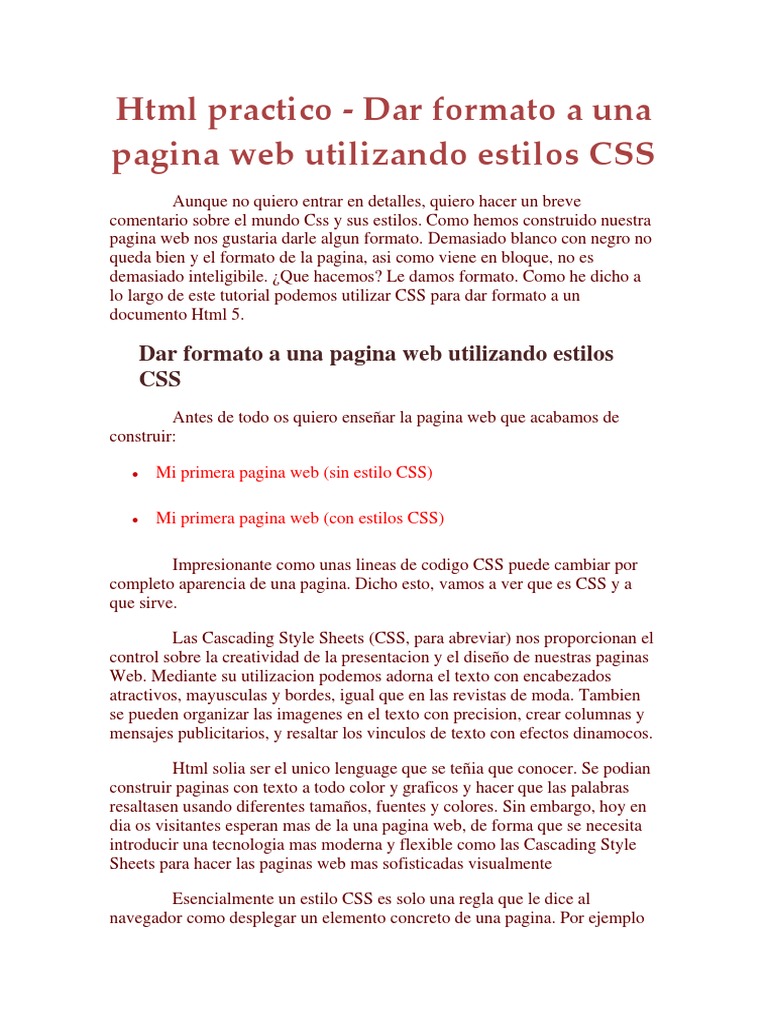 Curso HTML | PDF | Hojas de estilo en cascada | HTML