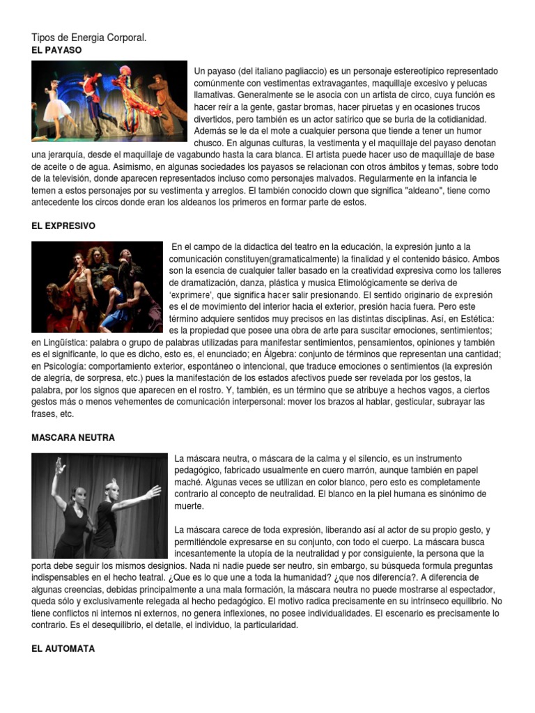 Tipos de Energia Corporal | Descargar gratis PDF | Payaso | Idiomas