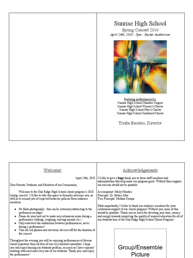 Sunrise High School Spring Concert 2018 | PDF | Choir | Composers