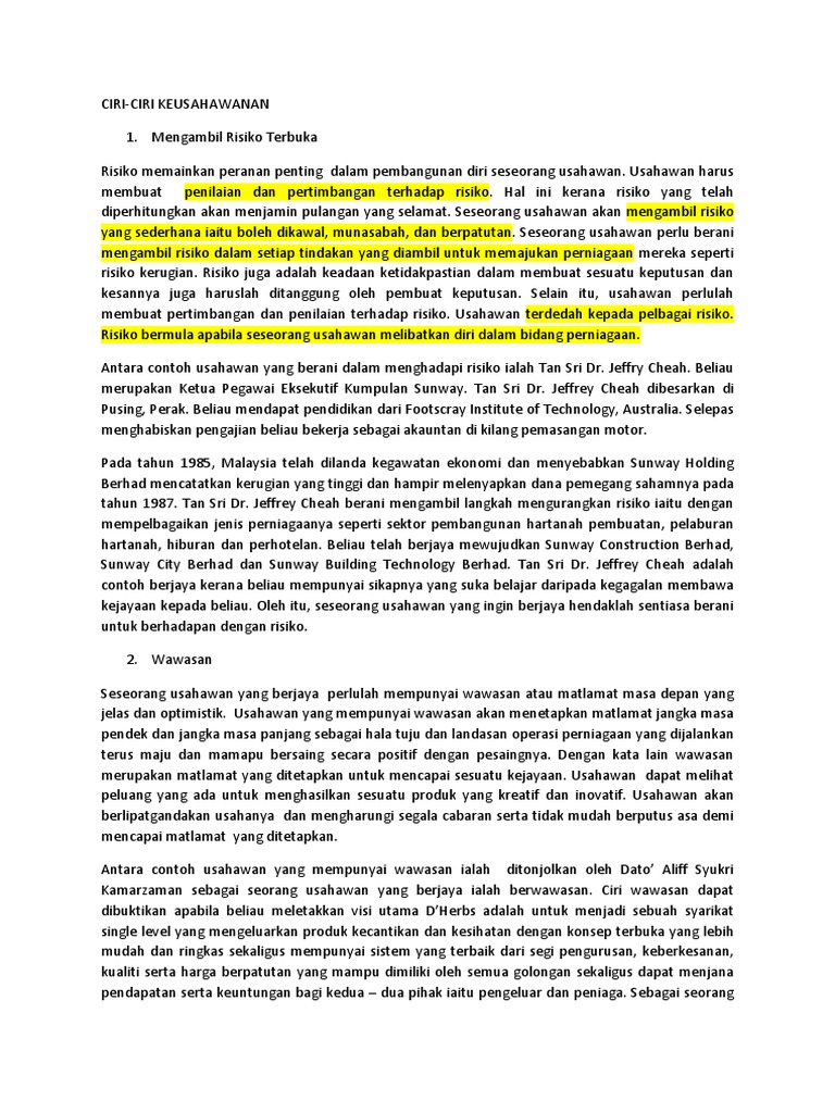 Ciri2 Keusahawanan | PDF