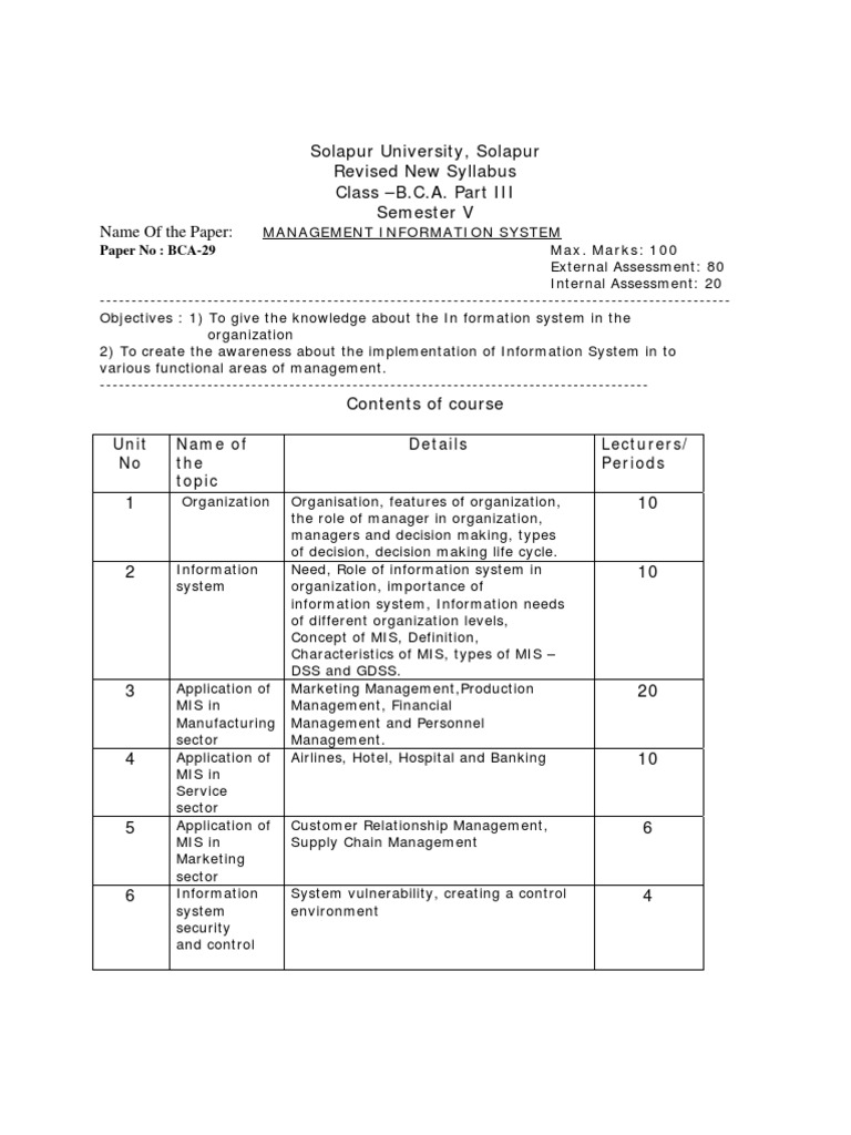 Management Information System, Syllabus | PDF | Management Information ...