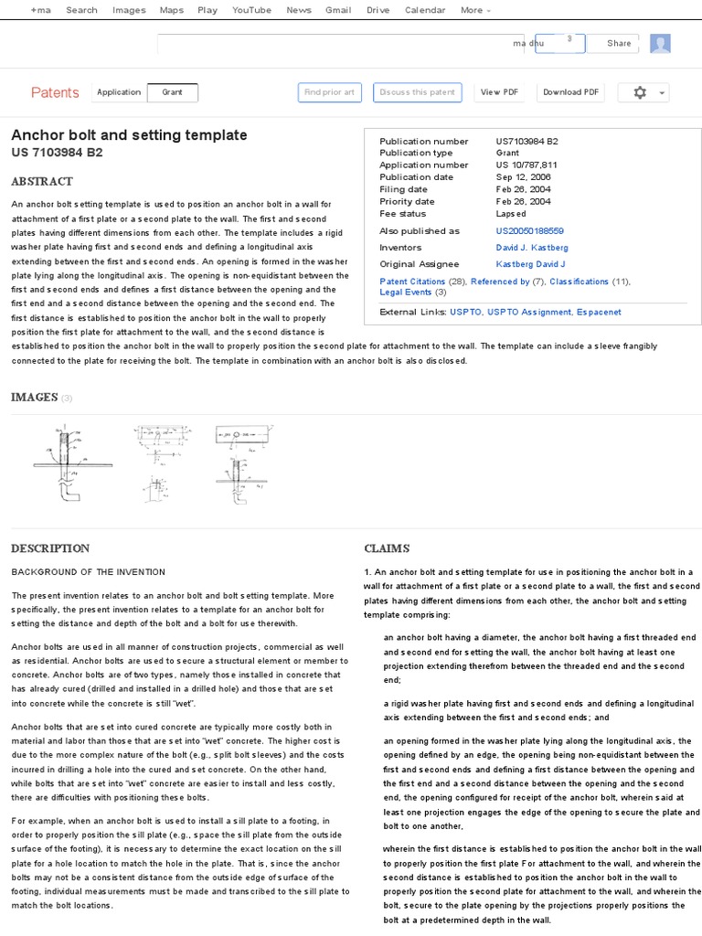 Anchor Bolt and Setting Template PDF | PDF | Screw | Lumber