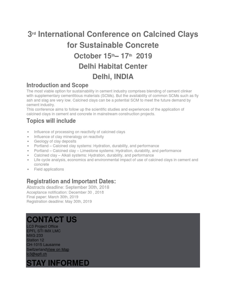 3 International Conference On Calcined Clays For Sustainable Concrete | PDF