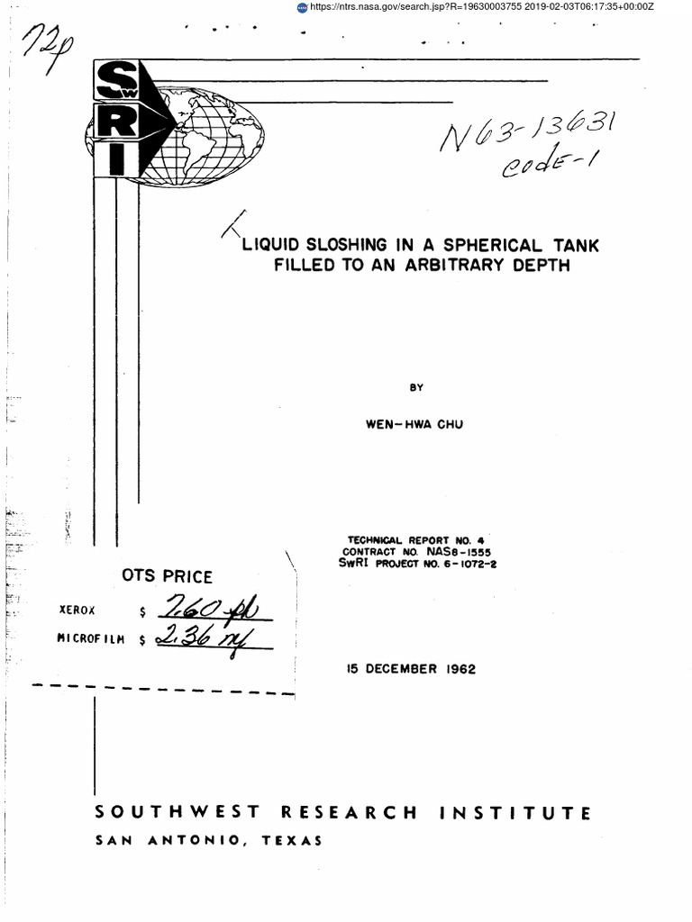 Liquid Sloshing in A Spherical Tank Filled To A N Arbitrary Depth | PDF ...