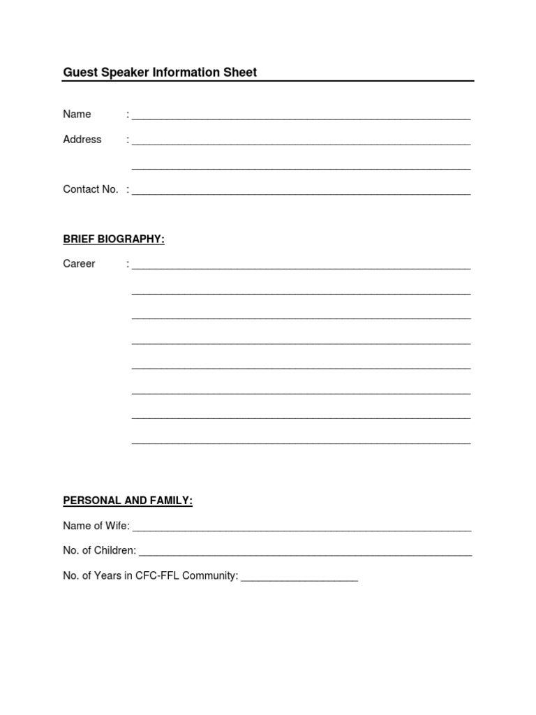 Guest Speaker Information Sheet | PDF