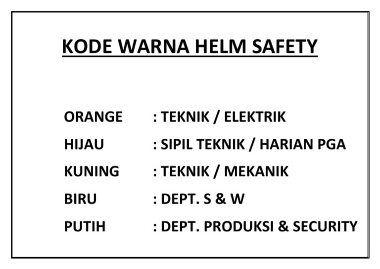 Kode Warna Helm Safety | PDF