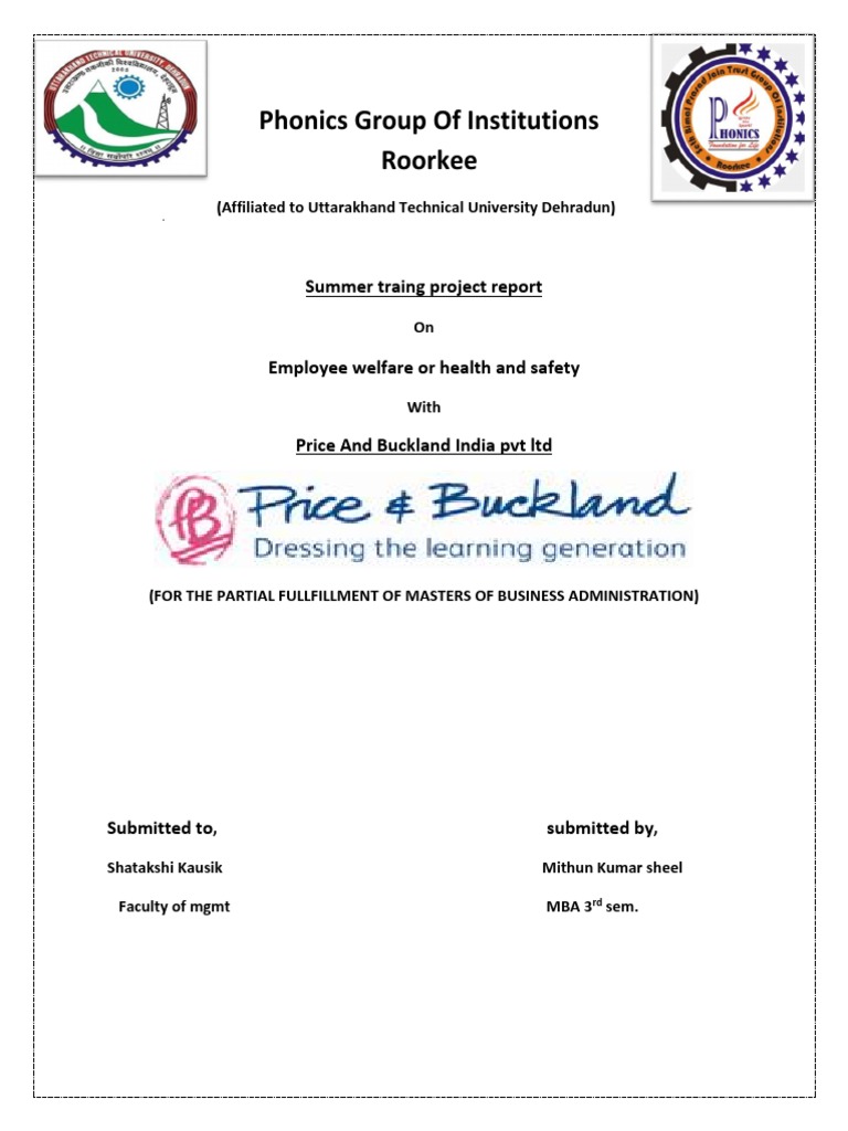 Phonics Group of Institutions Roorkee: Summer Traing Project Report ...