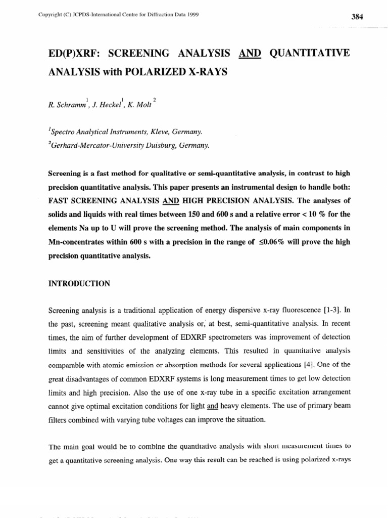 ED (P) XRF: Screening Analysis and Quantitative Analysis With Polarized ...