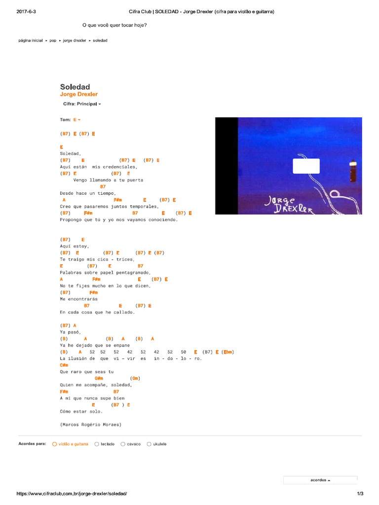 Cifra Club - SOLEDAD - Jorge Drexler | PDF