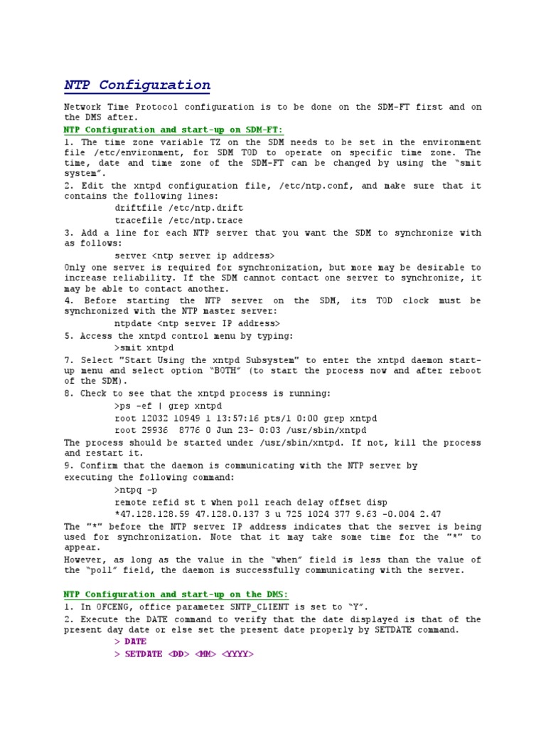 NTP Configuration: NTP Configuration and Start-Up On SDM-FT | PDF ...