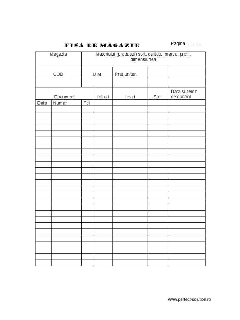 Fisa de Magazie: Gestionare Stocuri | PDF