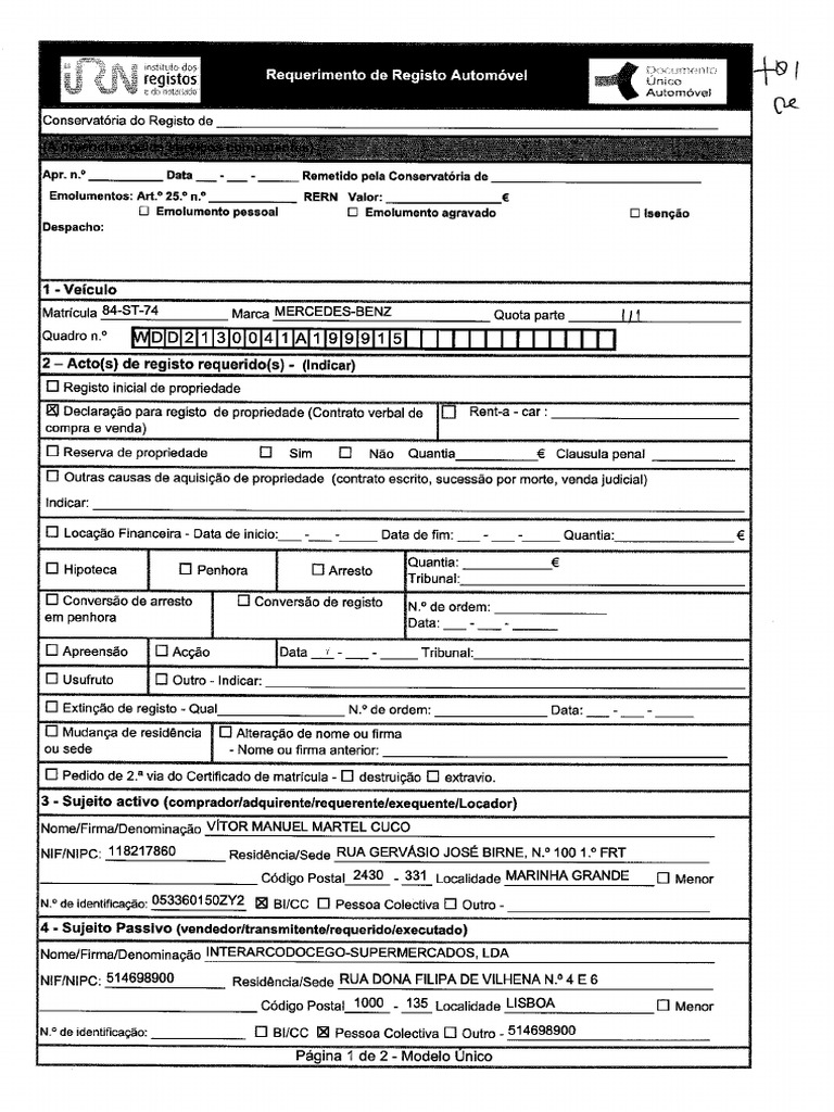 Registo Automóvel 84-ST-74