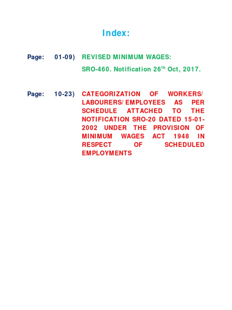 Revised Minimum Wages and Categorization of Workers Under the Minimum ...