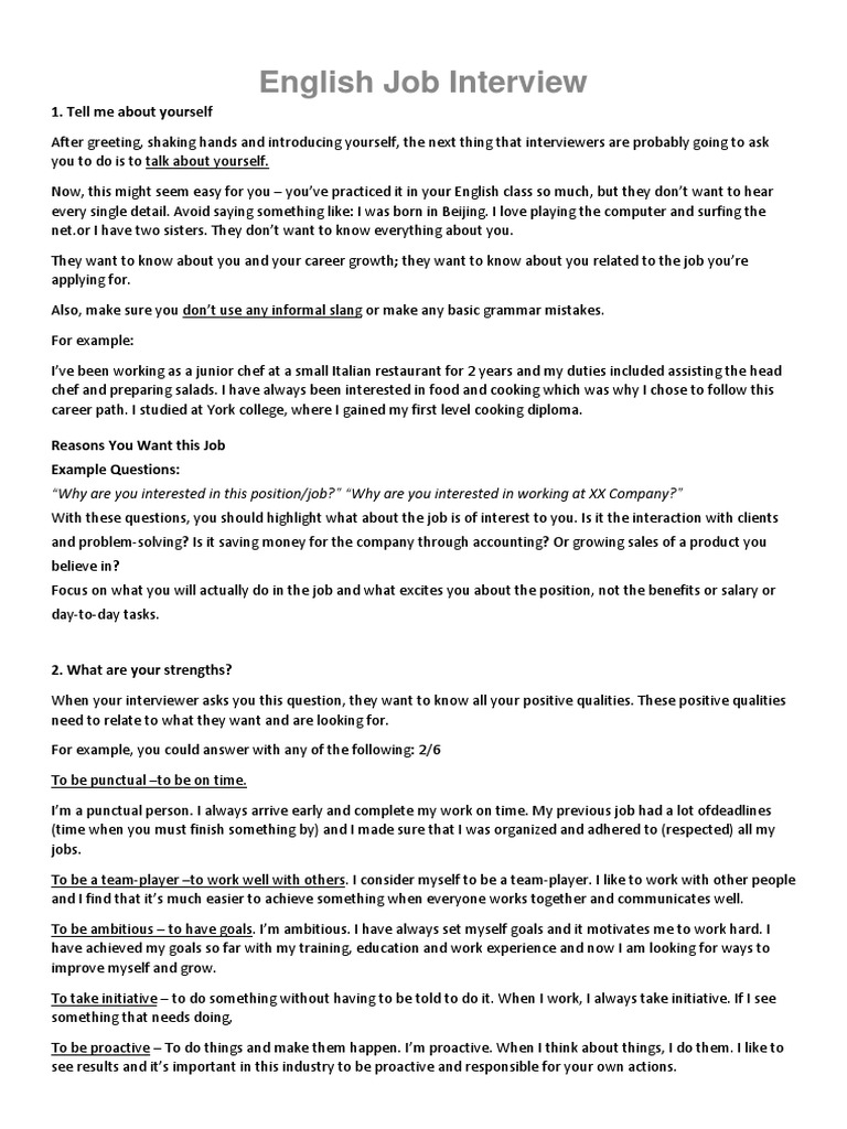 English Job Interview | PDF | Motivation | Motivational