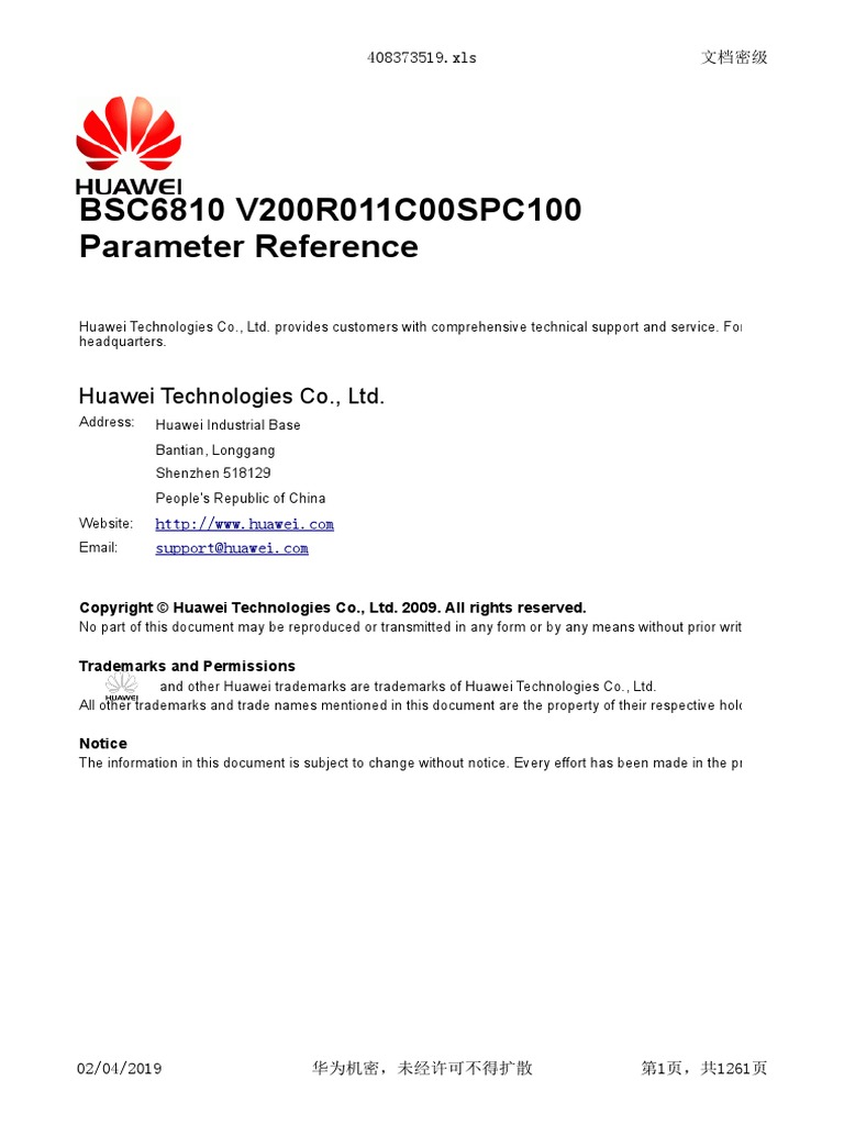 BSC6810 Parameter Reference | PDF | Parameter (Computer Programming) | Scope (Computer Science)