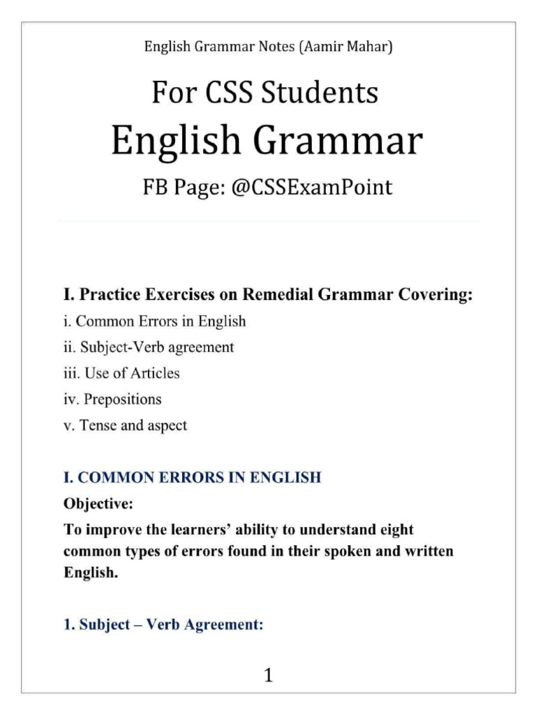 English Grammar Notes | PDF