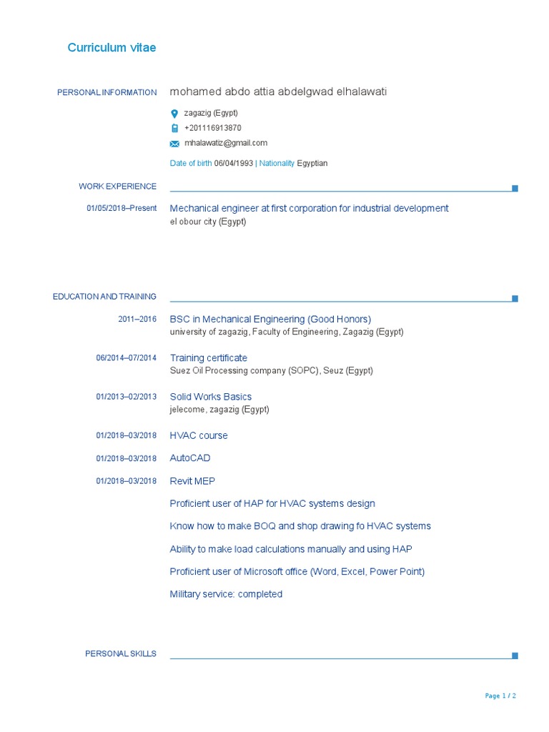 CV-mohamed Abdo Attia Gharebti-En | PDF | Egypt | Human Communication