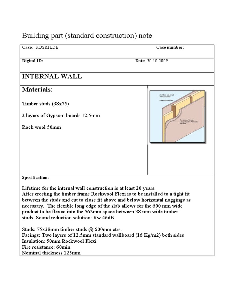 Internal Wall Construction Specifications | PDF