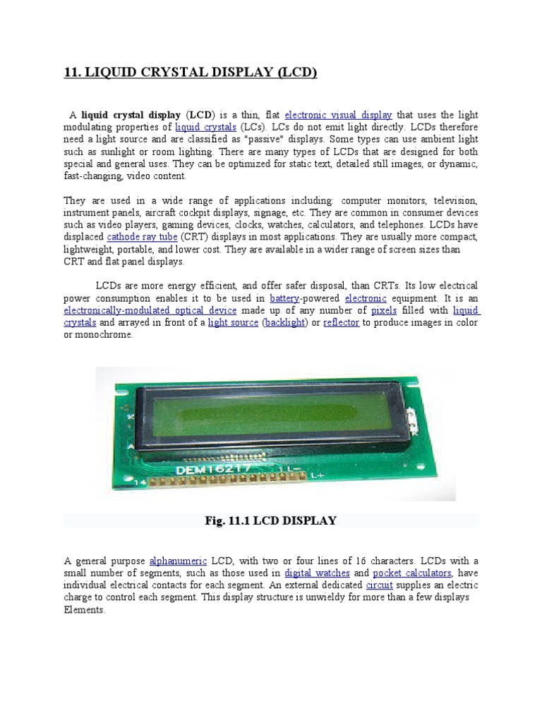 Liquid Crystal Display (LCD) | PDF | Liquid Crystal Display | Cathode ...