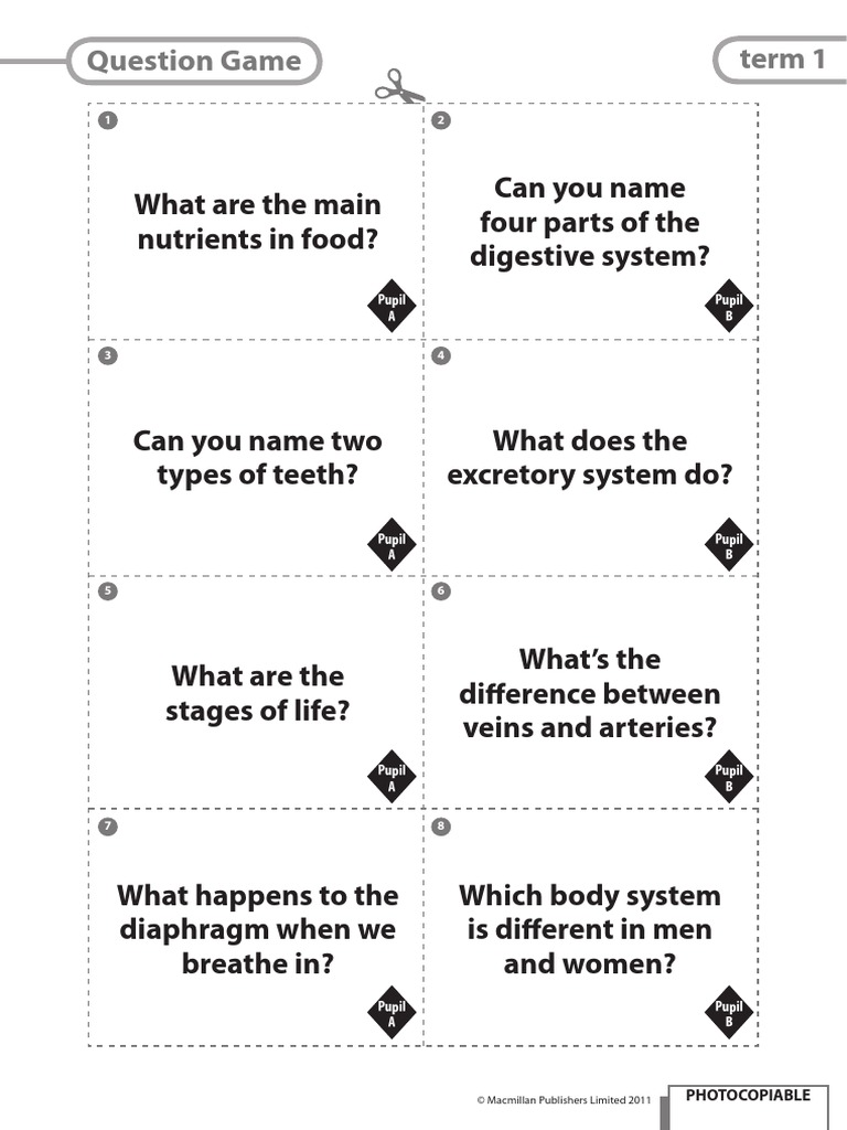 Term1 Question Cards | PDF | Blood | Nutrients