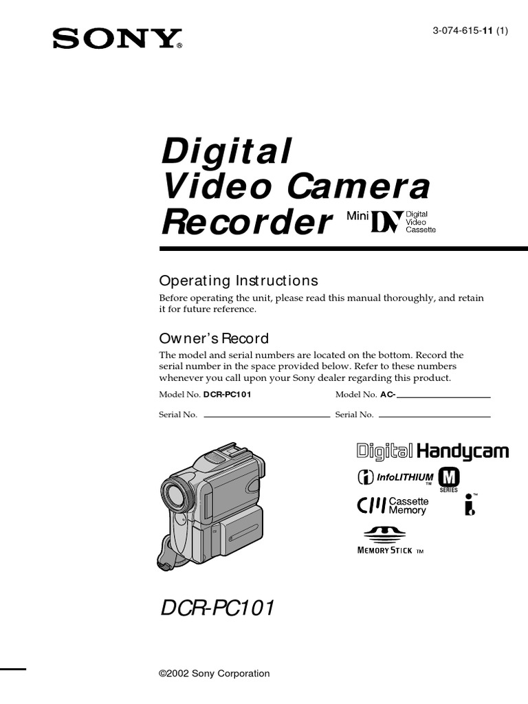 Sony Camera | PDF | Videotape | Ac Power Plugs And Sockets