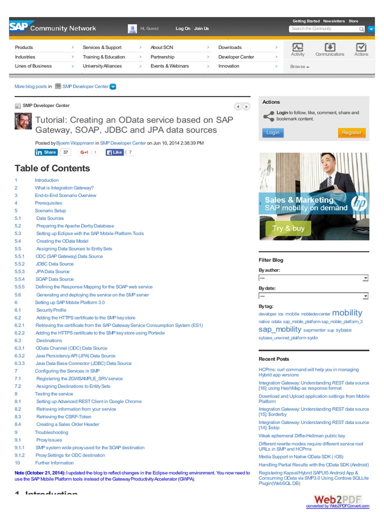 Tutorial Creating An OData Service Based On SAP Gateway | Download Free PDF | Hypertext Transfer ...