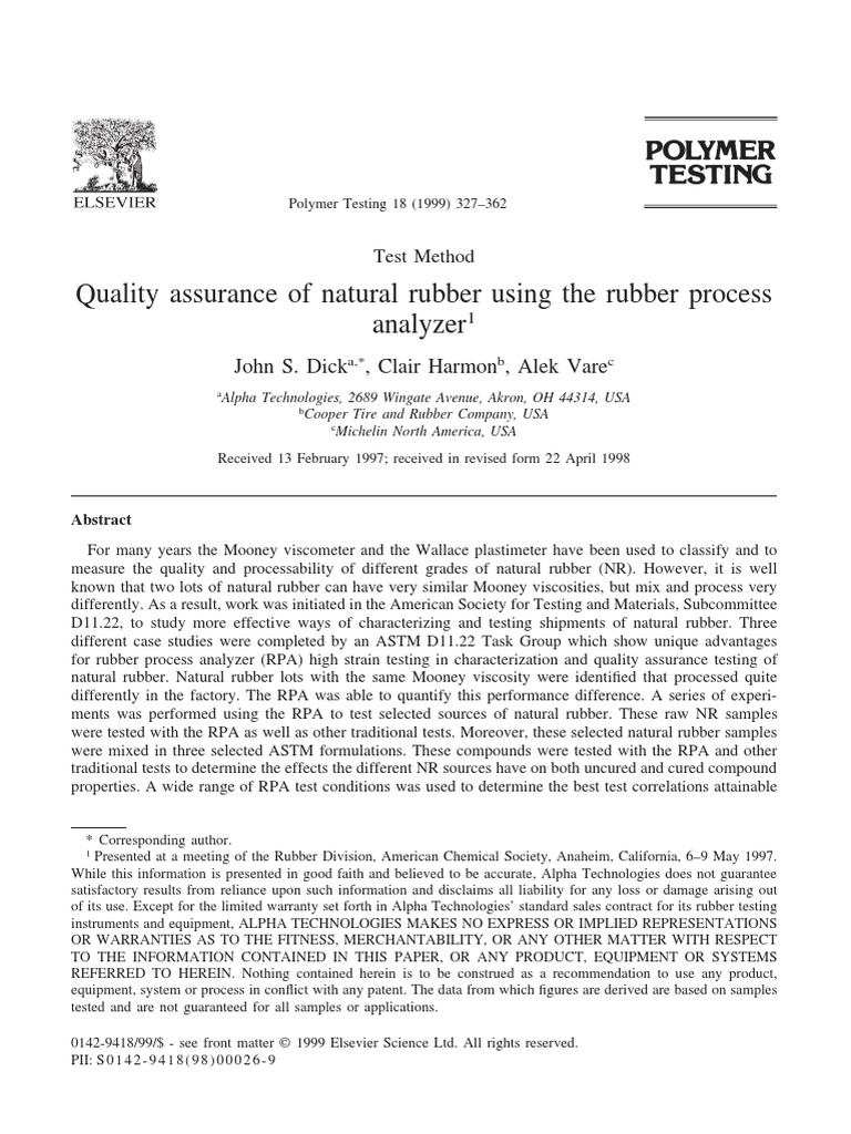 RPA for Quality Assurance in Natural Rubber | PDF | Natural Rubber ...