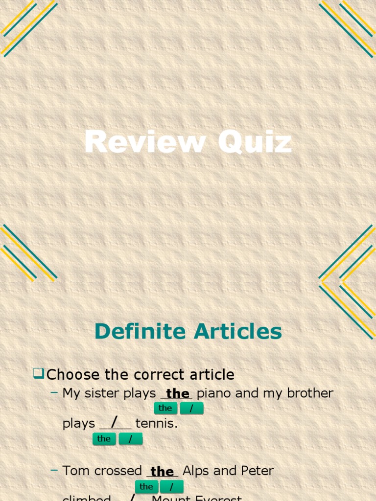 English Grammar Review Quiz | PDF | Pronoun | Plural