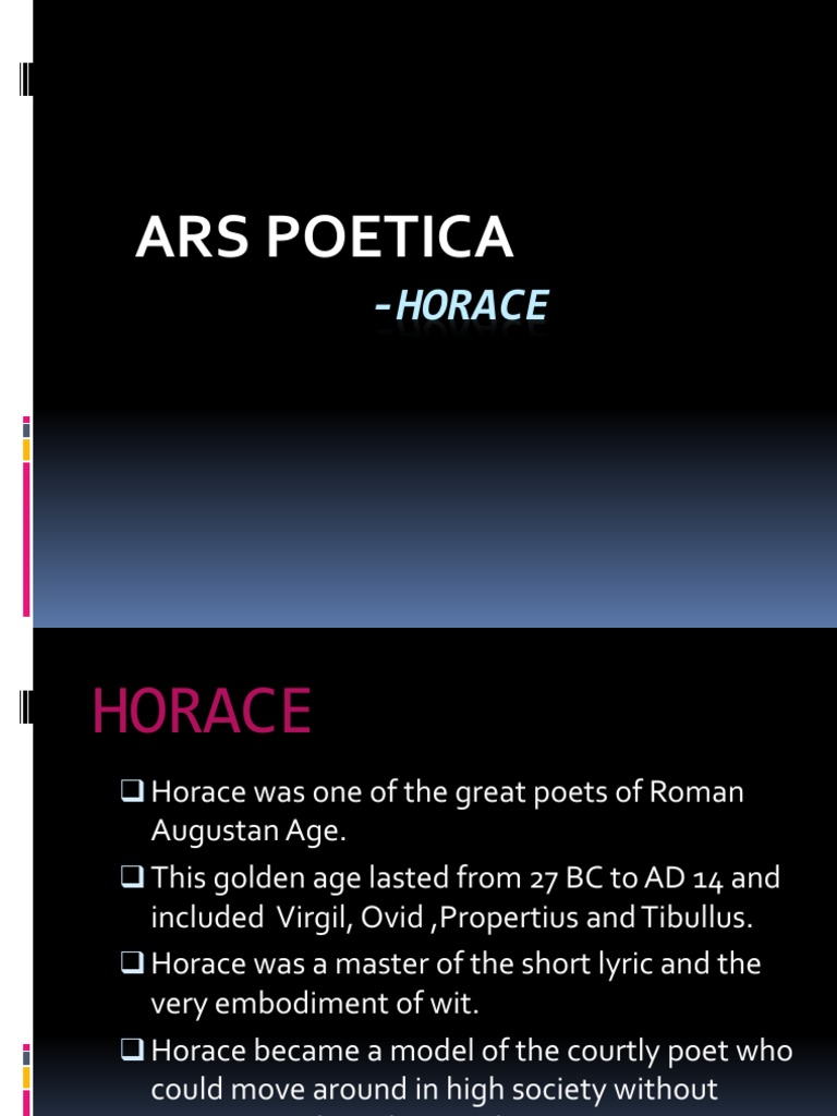 Notes Ars Poetica | Horace | Poetry