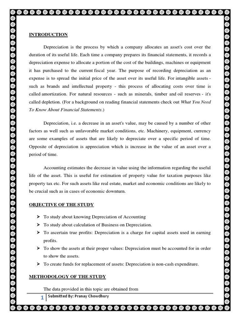 Depreciation INVESTIGATORY PROJECT | PDF | Depreciation | Financial ...