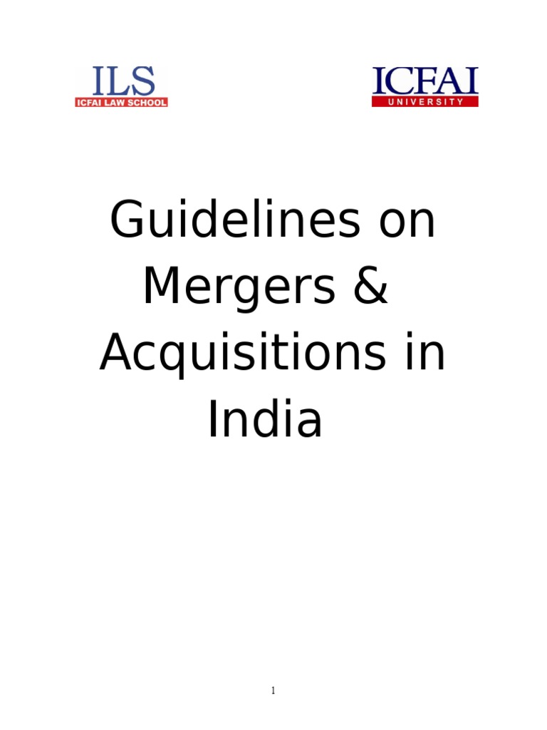 Guidelines On Mergers & Acquisitions in India | PDF | Takeover ...