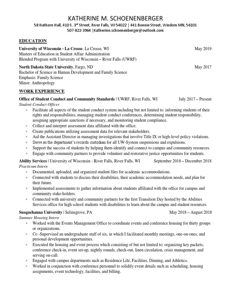 Student Affairs Resume - 12-24-2019 | PDF | Business
