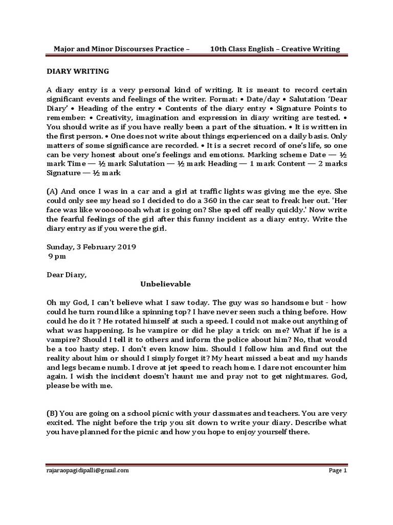 10th Class English Discourse Writing - Textual Topics - Creative ...